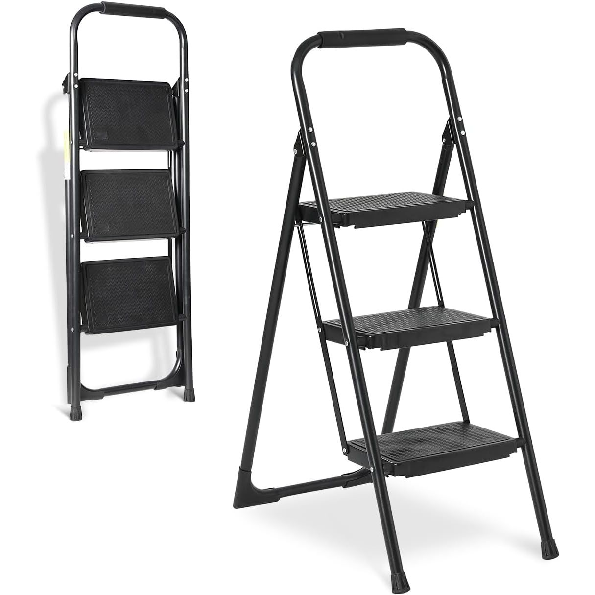 AscendPro 3-Step Foldable Steel Ladder