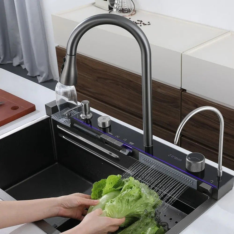 Modern Multi-Functional Kitchen Sink with LED & Temp Control